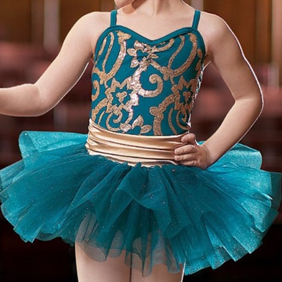 Weissman | Costumes | Teal And Gold Costume With Tutu | Poshmark